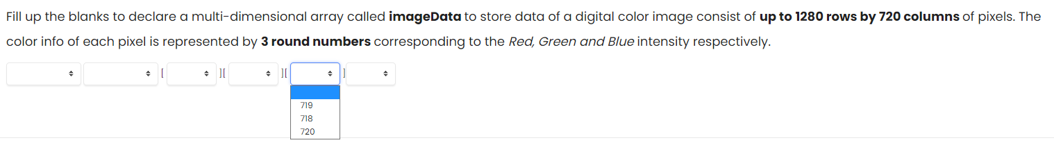 Fill up the blanks to declare a multi-dimensional | Chegg.com