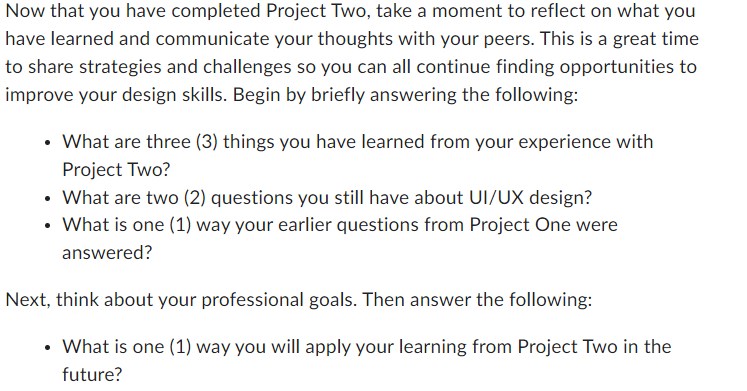 Solved Now that you have completed Project Two, take a | Chegg.com