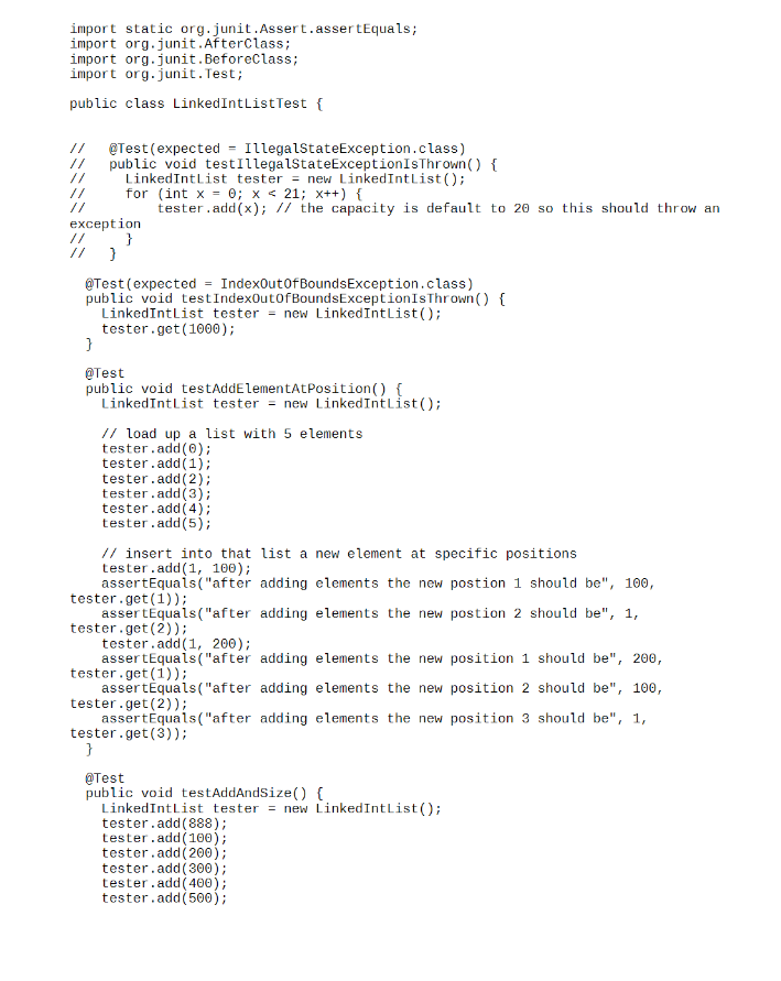 Solved MAKE A JAVA FILE CALLED LINKEDINTLIST You will be | Chegg.com