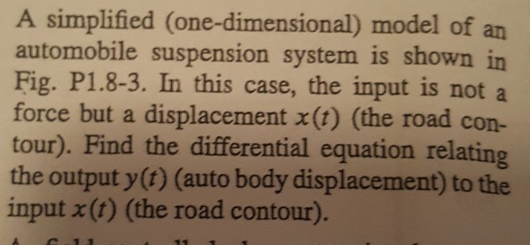 Solved: A Simplified (one-dimensional) Model Of An Automob... | Chegg.com