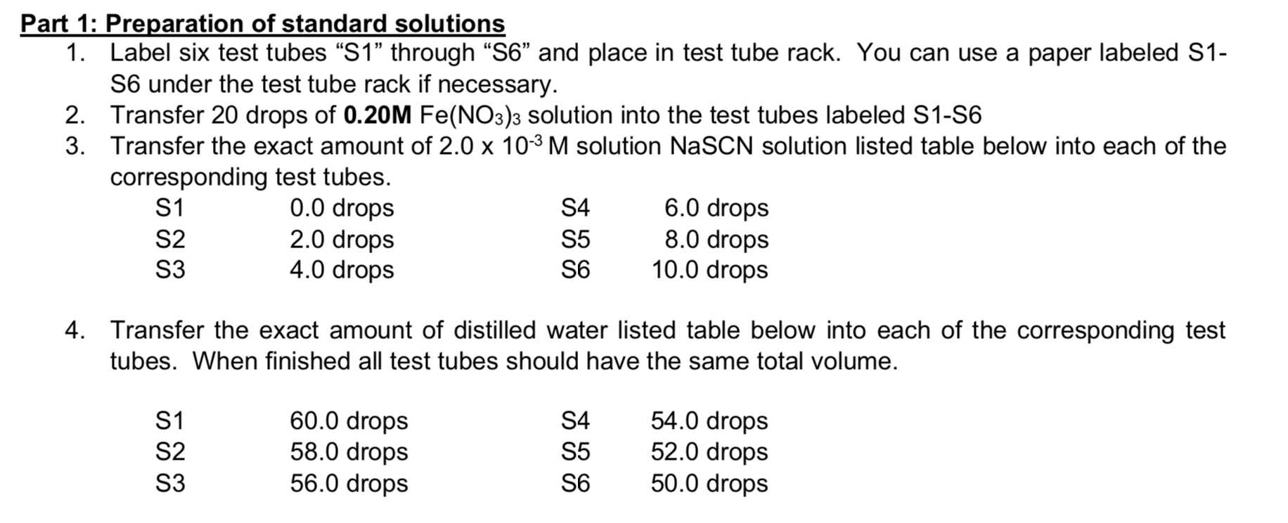 Solved Part 1: Preparation of standard solutions 1. Label | Chegg.com