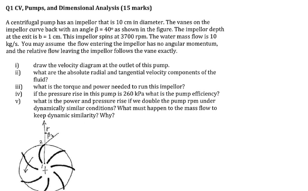 Solved Q1 CV, Pumps, and Dimensional Analysis (15 marks) A | Chegg.com