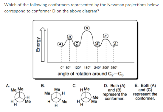 Solved Which of the following conformers represented by the | Chegg.com