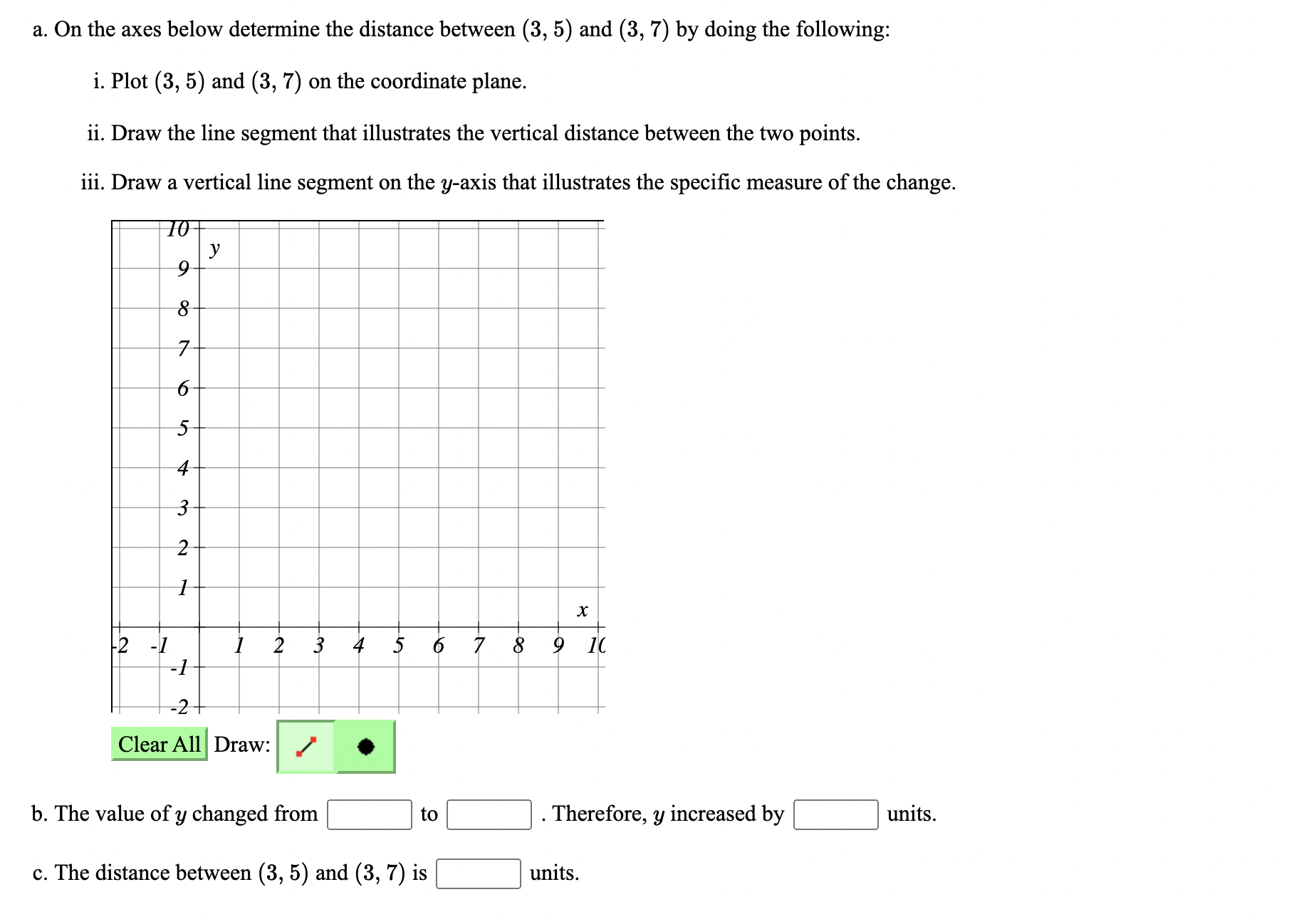 Solved a. ﻿On the axes below determine the distance between | Chegg.com