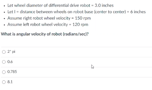 Solved . . Let wheel diameter of differential drive robot = | Chegg.com