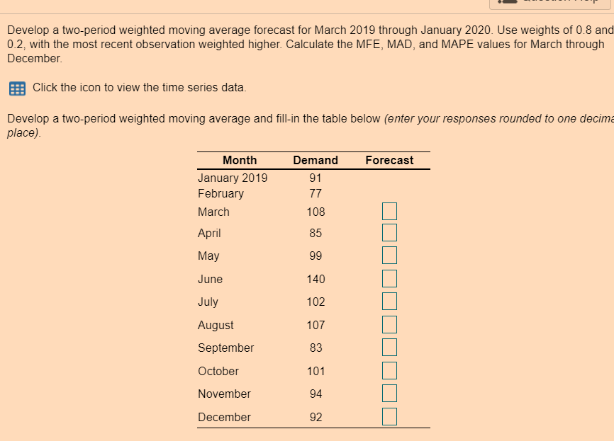 Solved Develop A Two period Weighted Moving Average Forecast Chegg solved-develop-a-two-period-weighted-moving-average-forecast-chegg