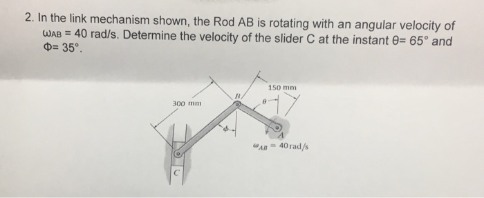 Solved In the link mechanism shown, the Rod AB is rotating | Chegg.com