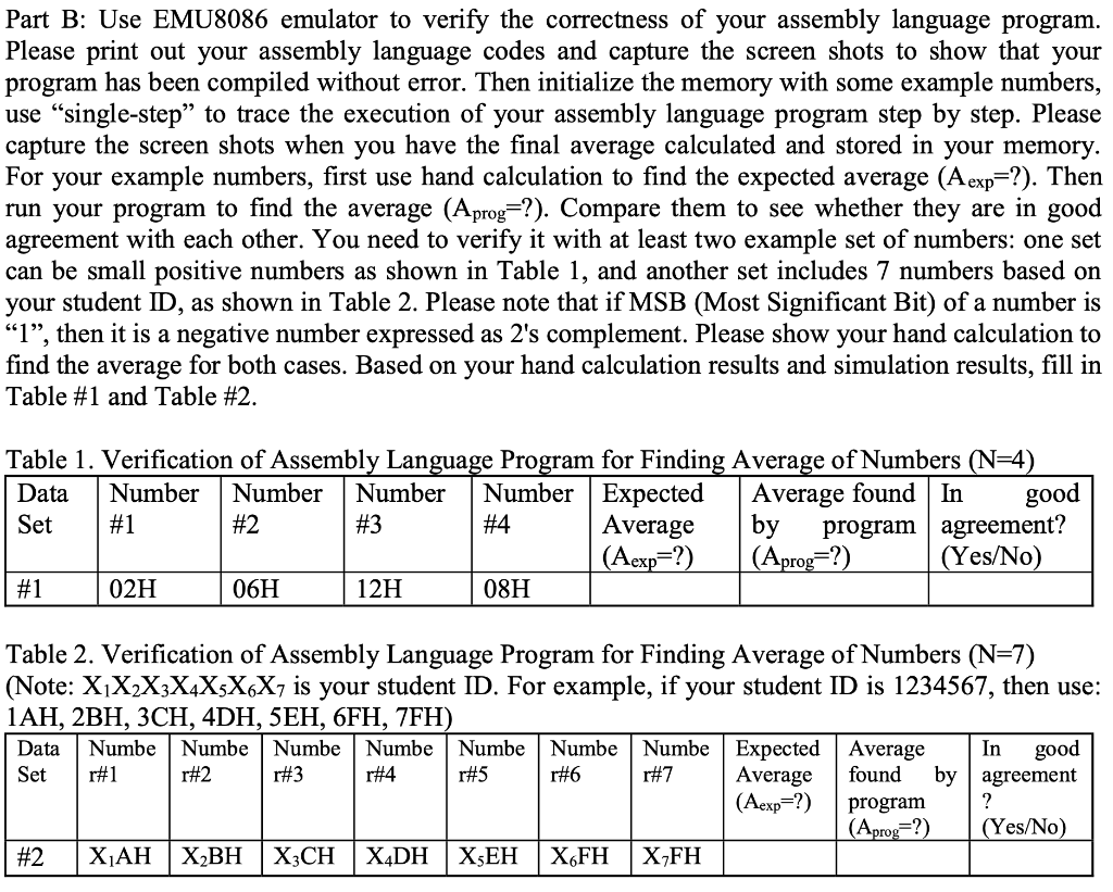 Part B Use Emu8086 Emulator To Verify The 