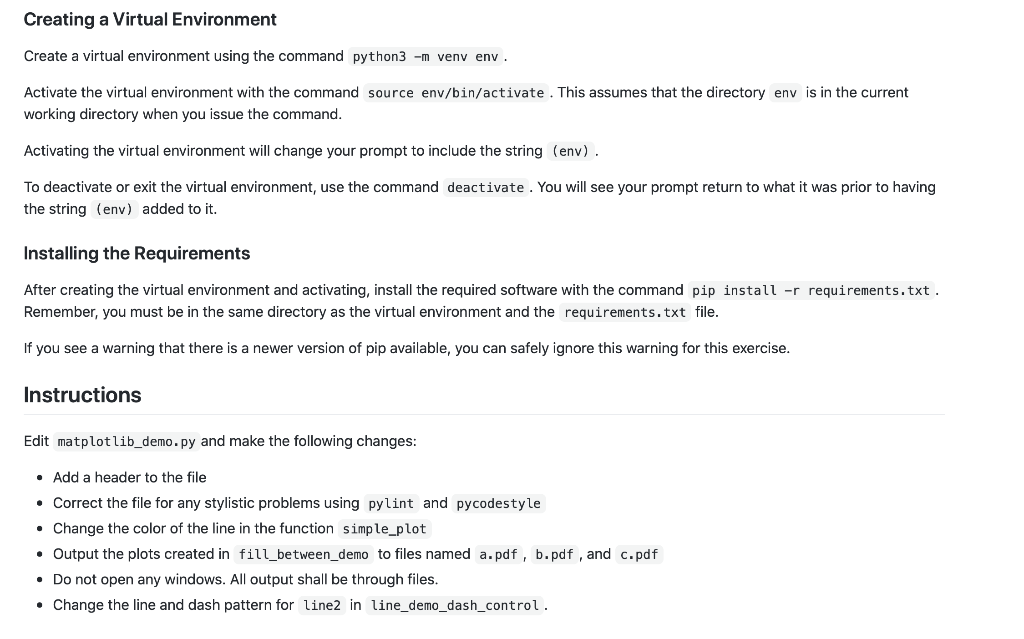 Python Virtual Environments This is an exercise to | Chegg.com