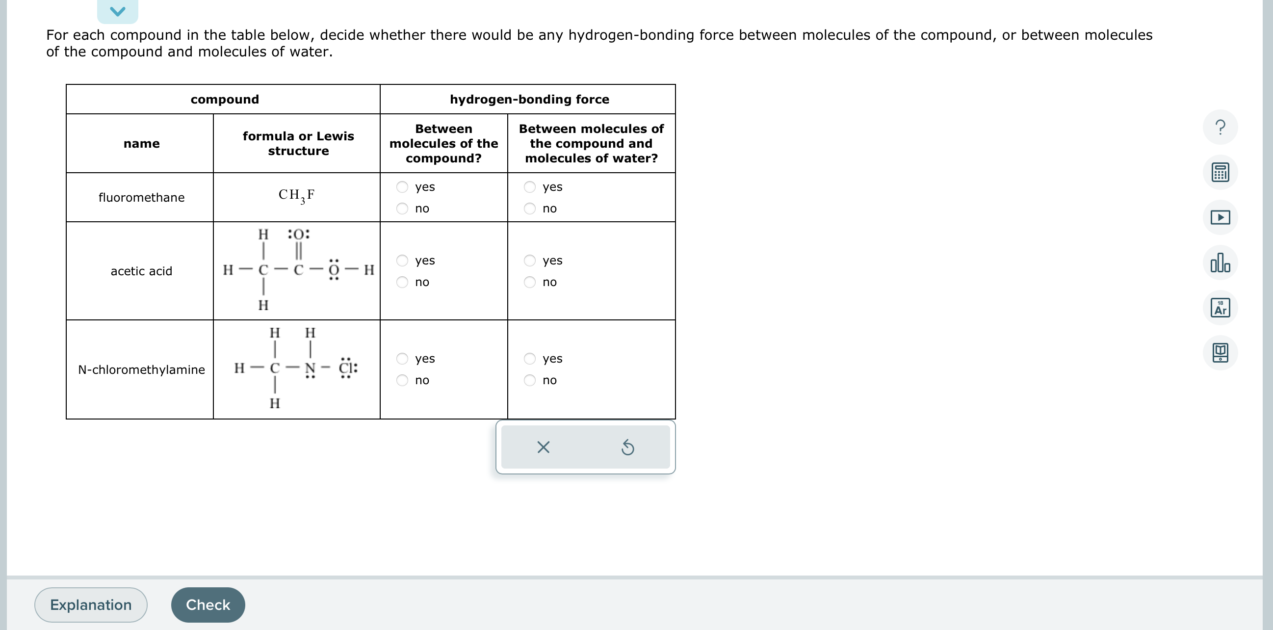 Solved For each compound in the table below, decide whether | Chegg.com