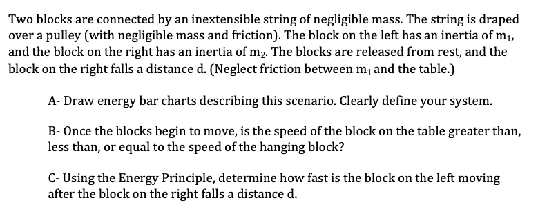 Solved Two blocks are connected by an inextensible string of | Chegg.com