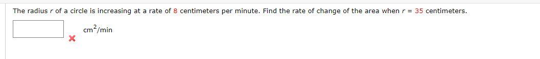 Solved The radius r of a circle is increasing at a rate of 8 | Chegg.com