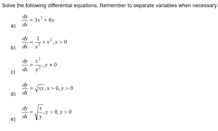 Solved Solve the following differential equations. Remember | Chegg.com