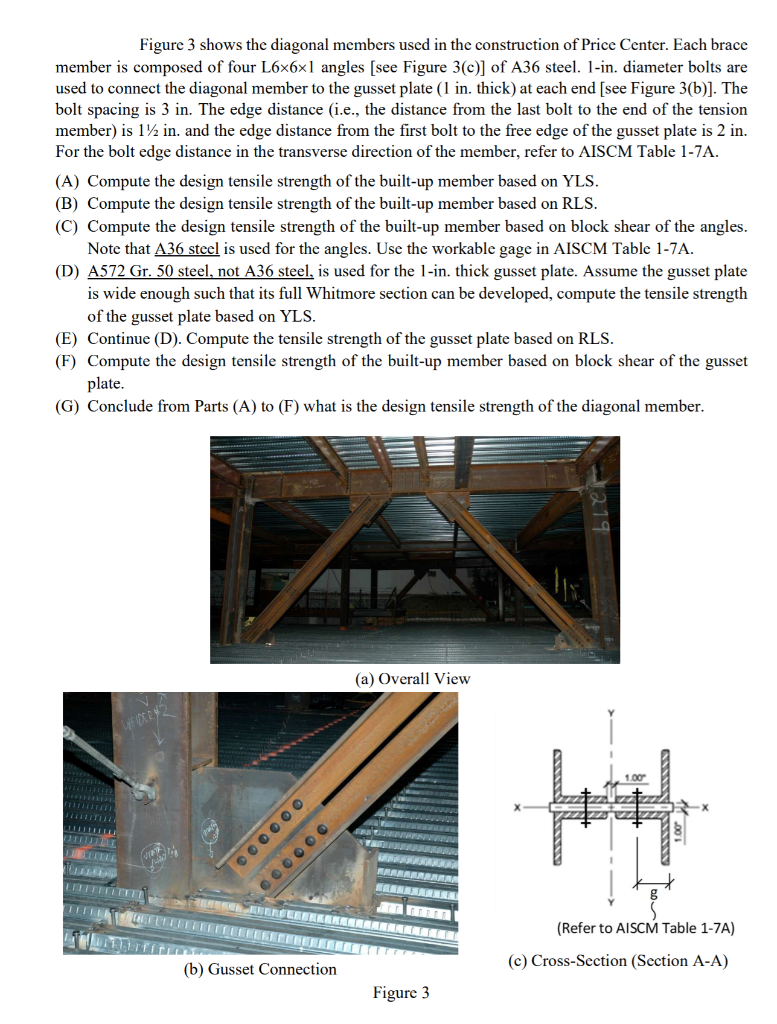 Figure 3 shows the diagonal members used in the | Chegg.com