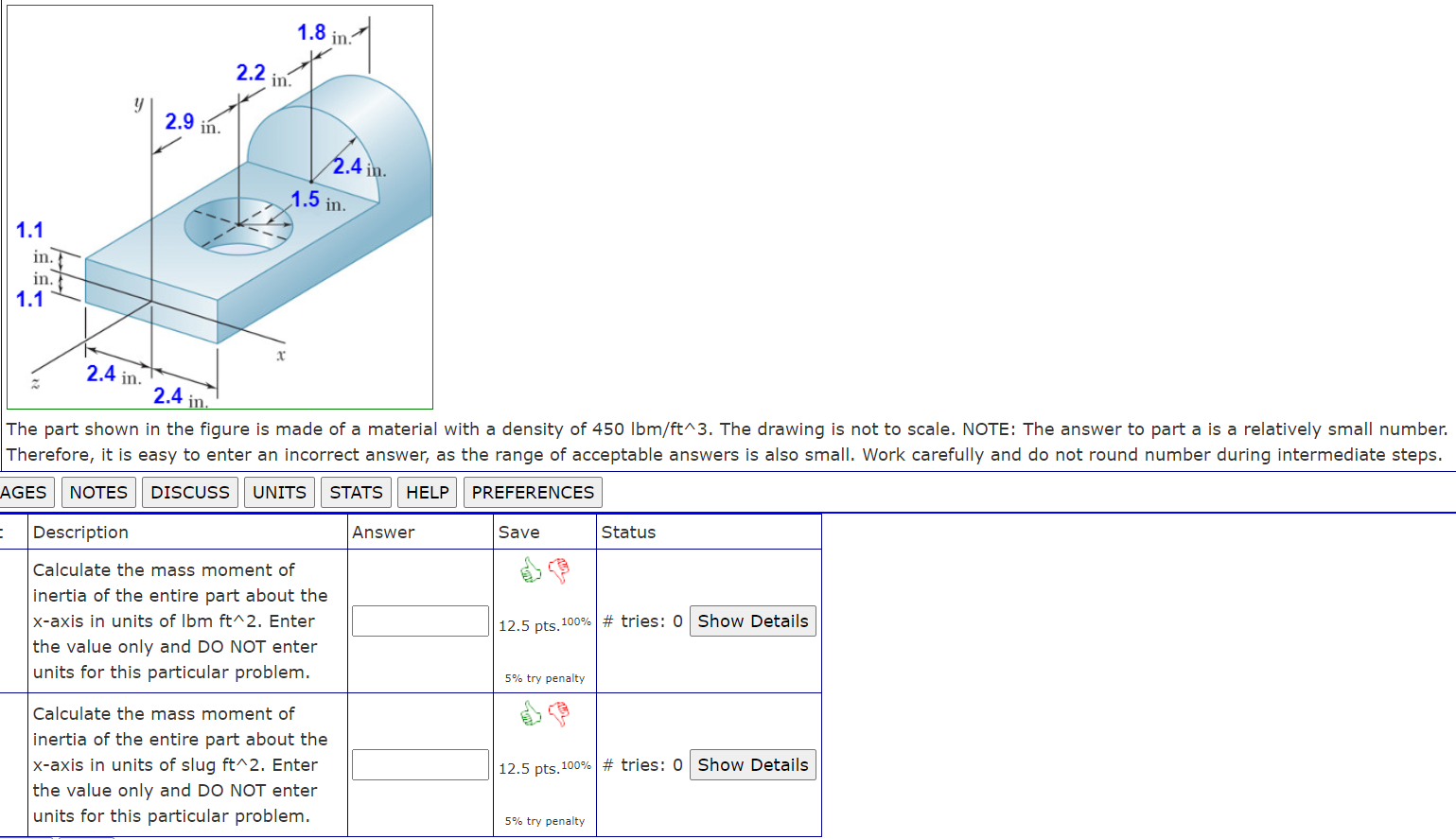 Solved The part shown in the figure is made of a material | Chegg.com