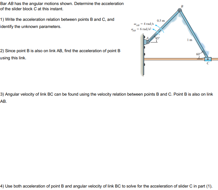 Solved Bar AB has the angular motions shown. Determine the | Chegg.com