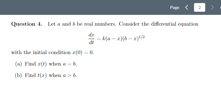 Solved Question 4. Let a and b be real numbers. Consider the | Chegg.com