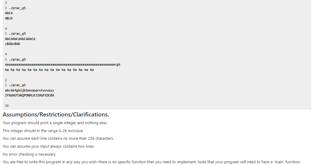 Solved Write a C program prac_q5.c which reads two lines of | Chegg.com