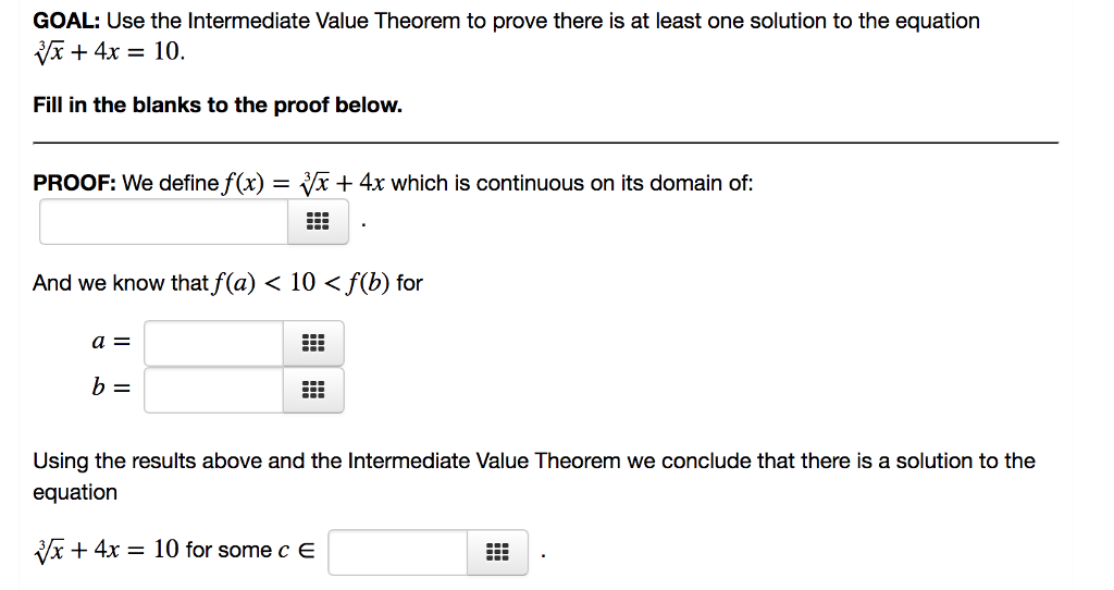 Solved GOAL: Use the Intermediate Value Theorem to prove | Chegg.com