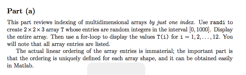 Solved This part reviews indexing of multidimensional arrays | Chegg.com