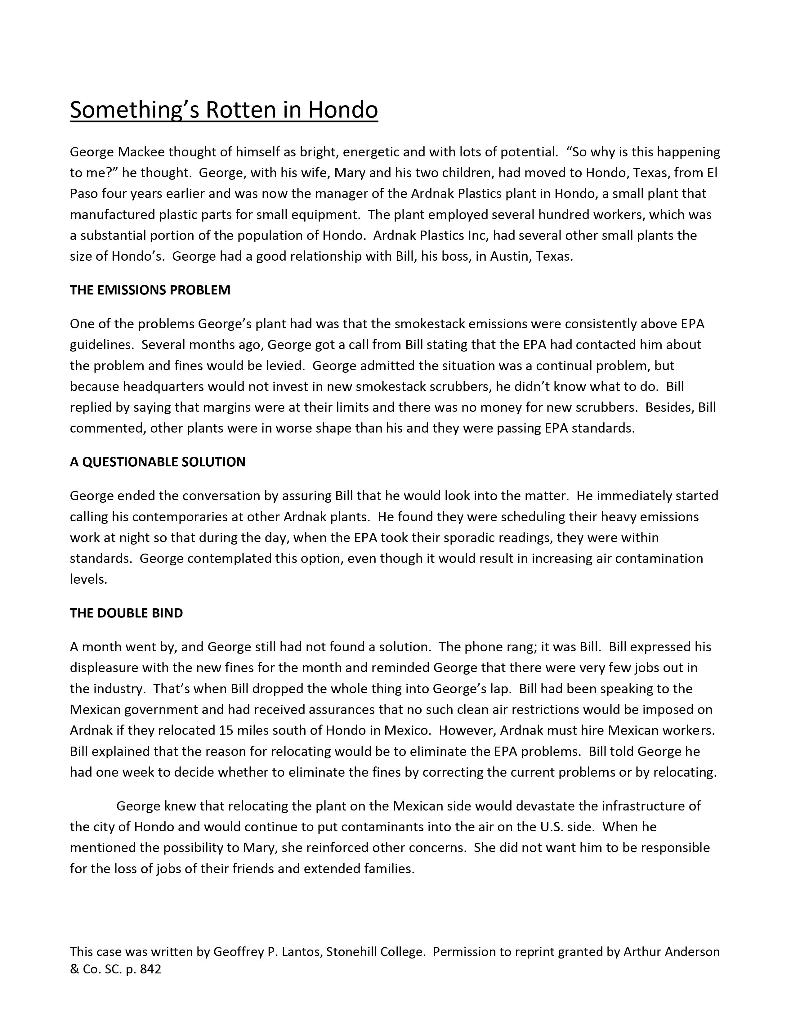 Solved help me fast as possible 1. Using the HONDO case, | Chegg.com