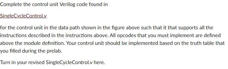 Solved Complete the control unit Verilog code found in | Chegg.com