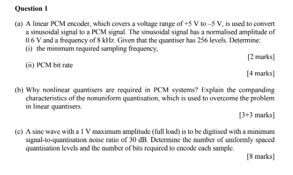 (a) A linear PCM encoder, which covers a voltage | Chegg.com