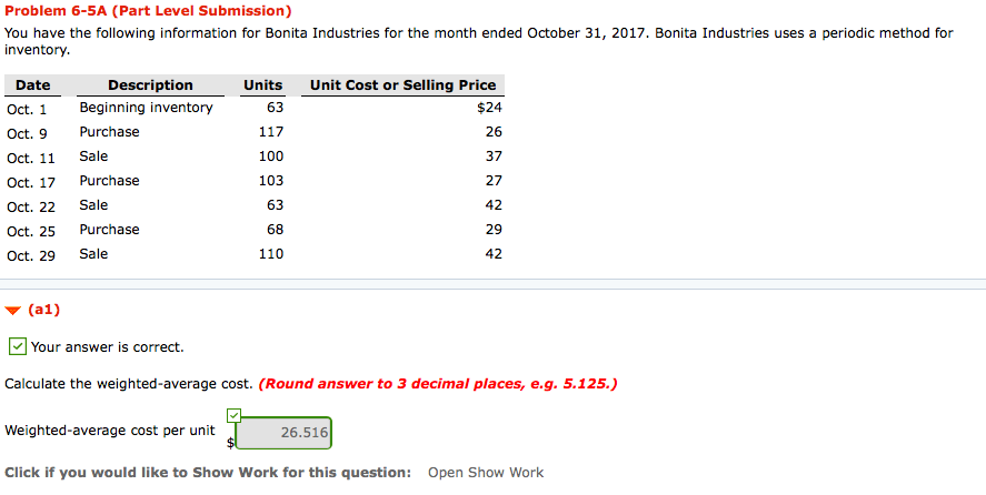 Solved Problem 6-5A (Part Level Submission) You have the | Chegg.com