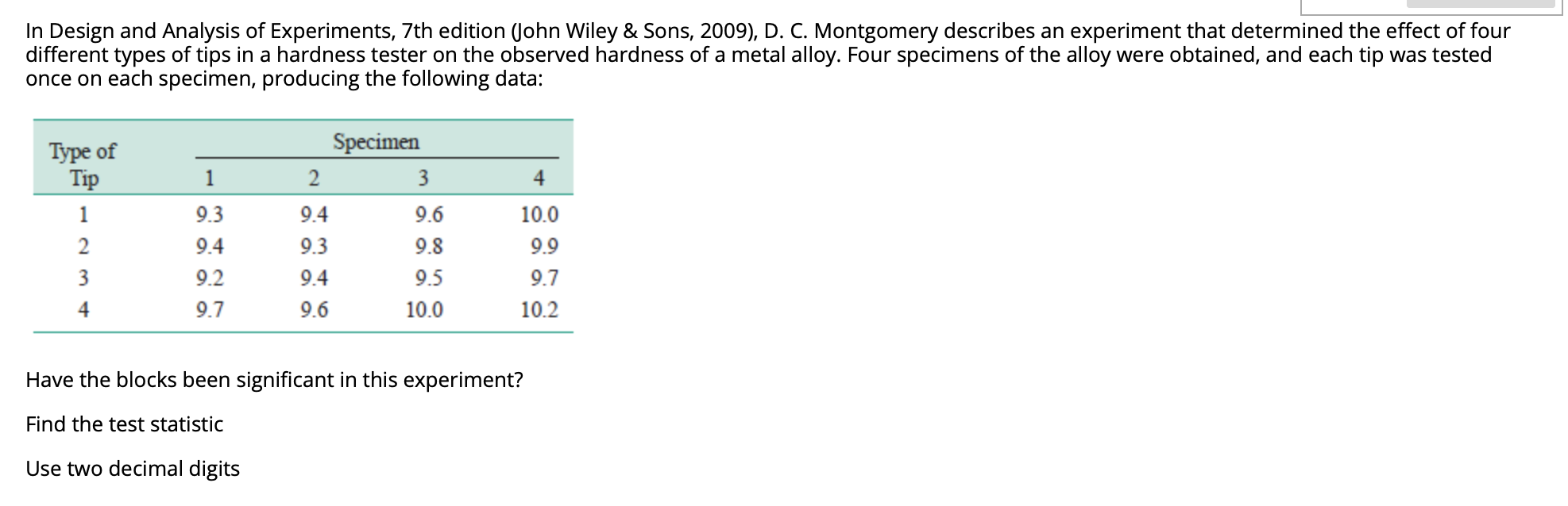 Solved In Design and Analysis of Experiments, 7th edition | Chegg.com
