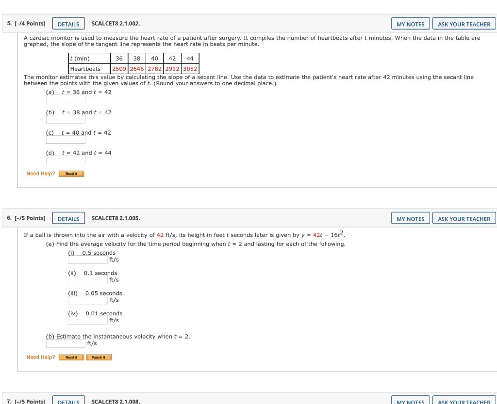 Solved 5. [-14 Points) DETAILS SCALCETS 2.1.002. MY NOTES | Chegg.com Solved 5. [-14 Points) DETAILS SCALCETS 2.1.002. MY NOTES | Chegg.com