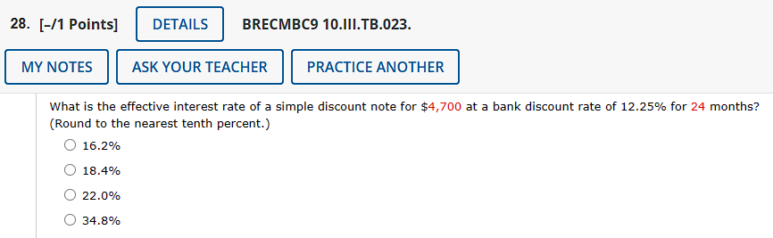 Solved What is the effective interest rate of a simple | Chegg.com