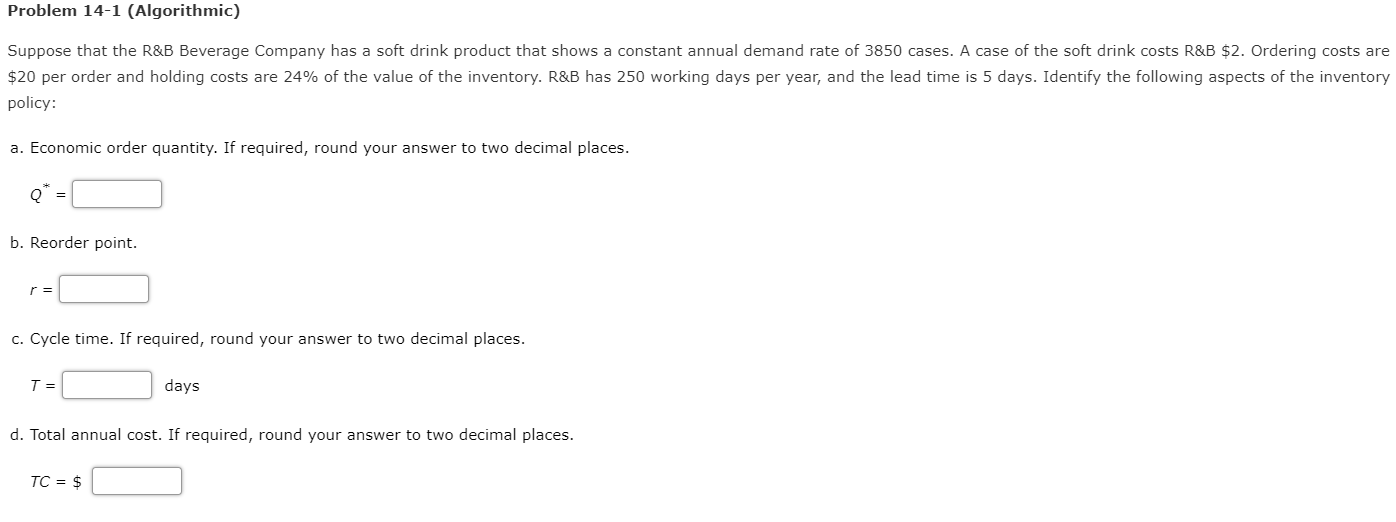 Solved Problem 14-1 (Algorithmic) Suppose that the R&B | Chegg.com