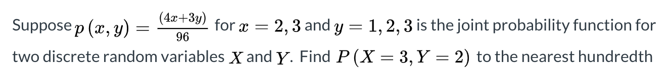 Solved Supposep (x, y) = 142789) for x = 2, 3 and y = 1, 2, | Chegg.com