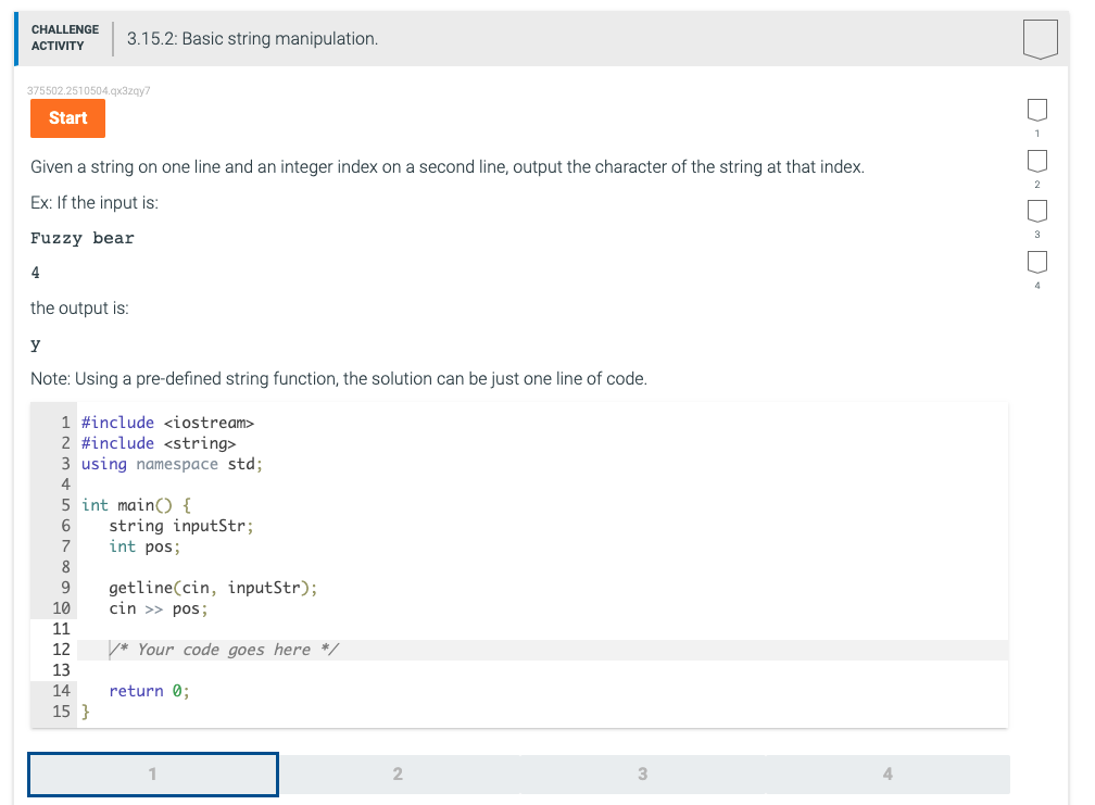 Solved CHALLENGE ACTIVITY 3.15.2: Basic string manipulation. | Chegg.com