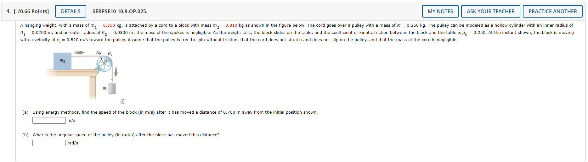 Solved (a) Using energy methods, find the speed of the block | Chegg.com