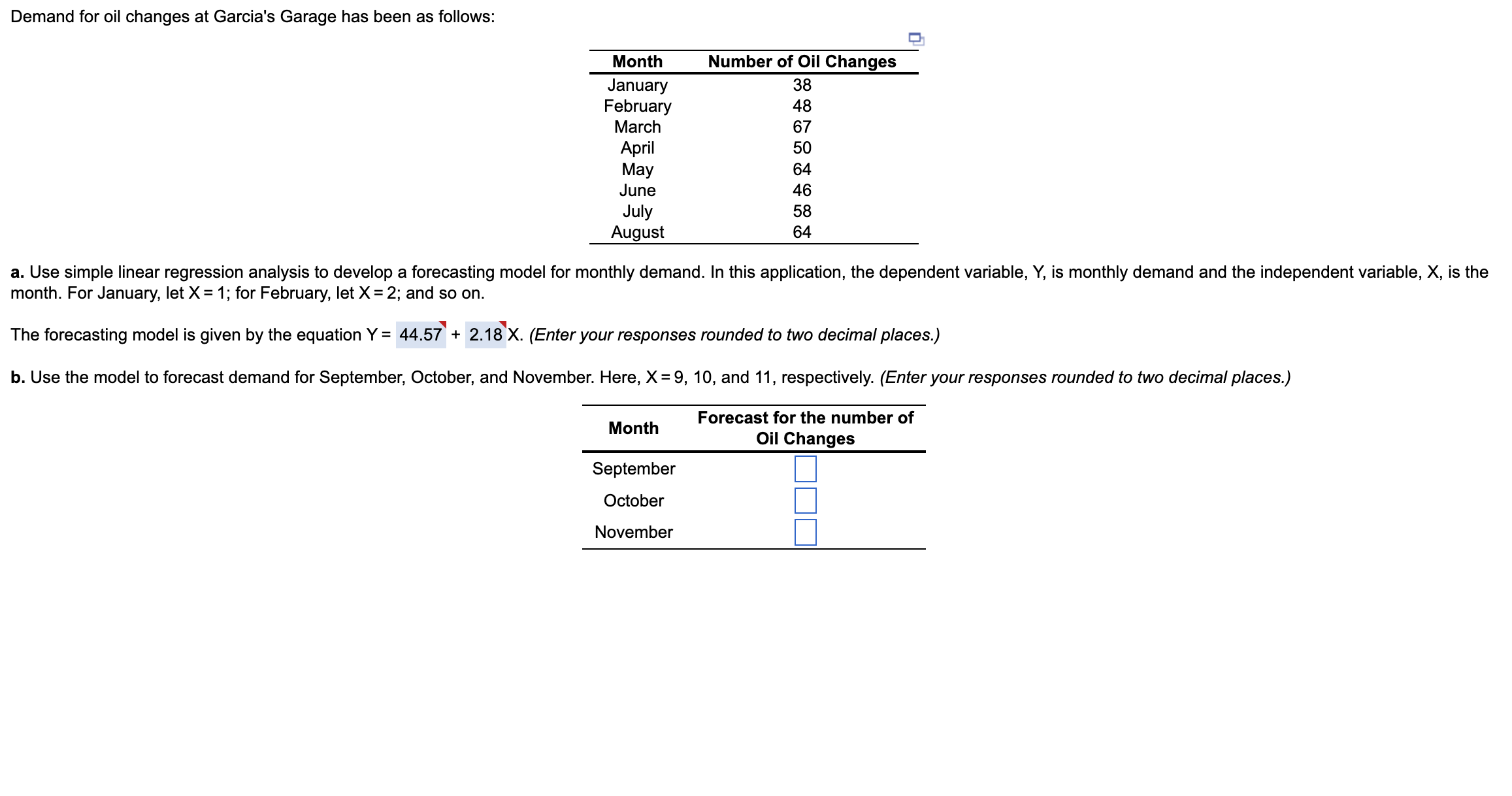 Solved Please help solve all partsDemand for oil changes at | Chegg.com
