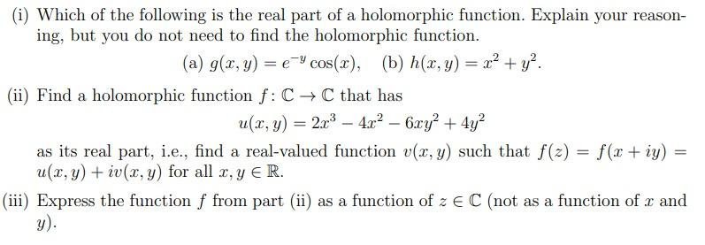 Solved (i) Which of the following is the real part of a | Chegg.com