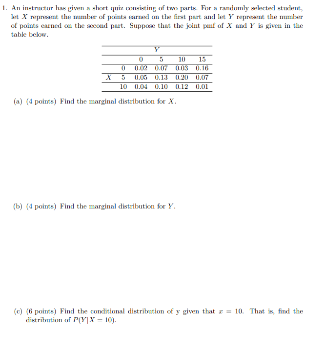 Solved 1. An instructor has given a short quiz consisting of | Chegg.com