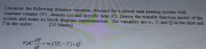 Solved Linearize the following dynamic equation obtained for | Chegg.com