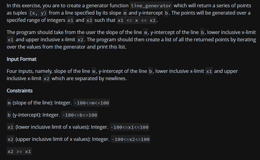 Solved In this exercise, you are to create a generator | Chegg.com