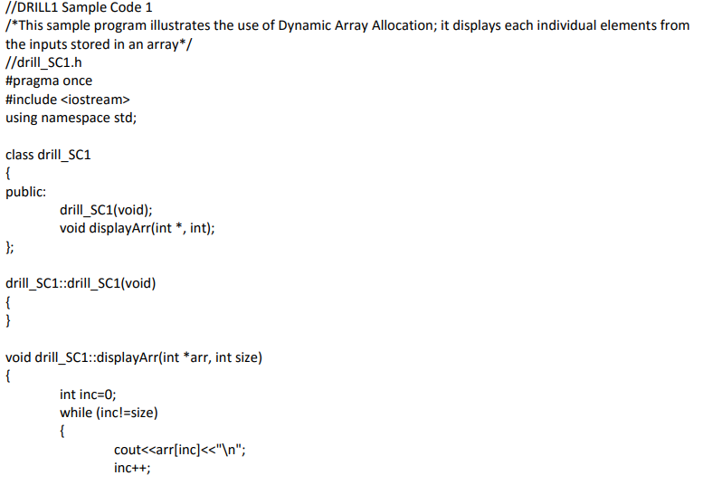 Solved //DRILL1 Sample Code 1 /*This sample program | Chegg.com