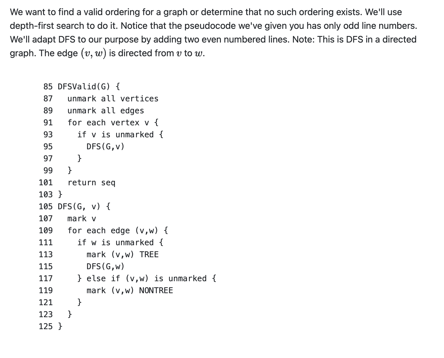 Solved We want to find a valid ordering for a graph or | Chegg.com