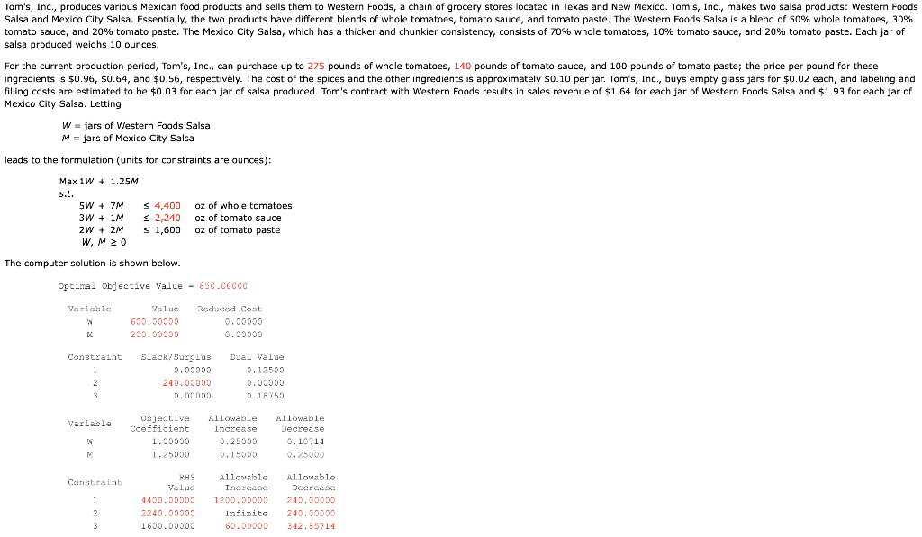 Solved salsa produced weighs 10 ounces. Mexico City Salsa. | Chegg.com