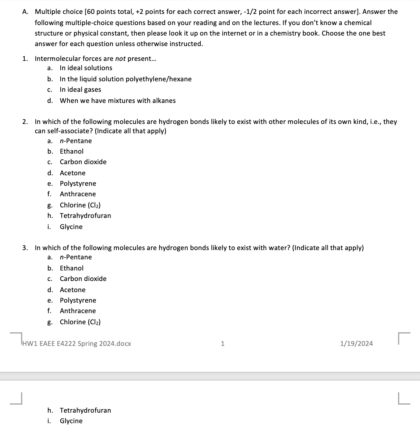 Solved A. Multiple choice [ 60 points total, +2 points for | Chegg.com