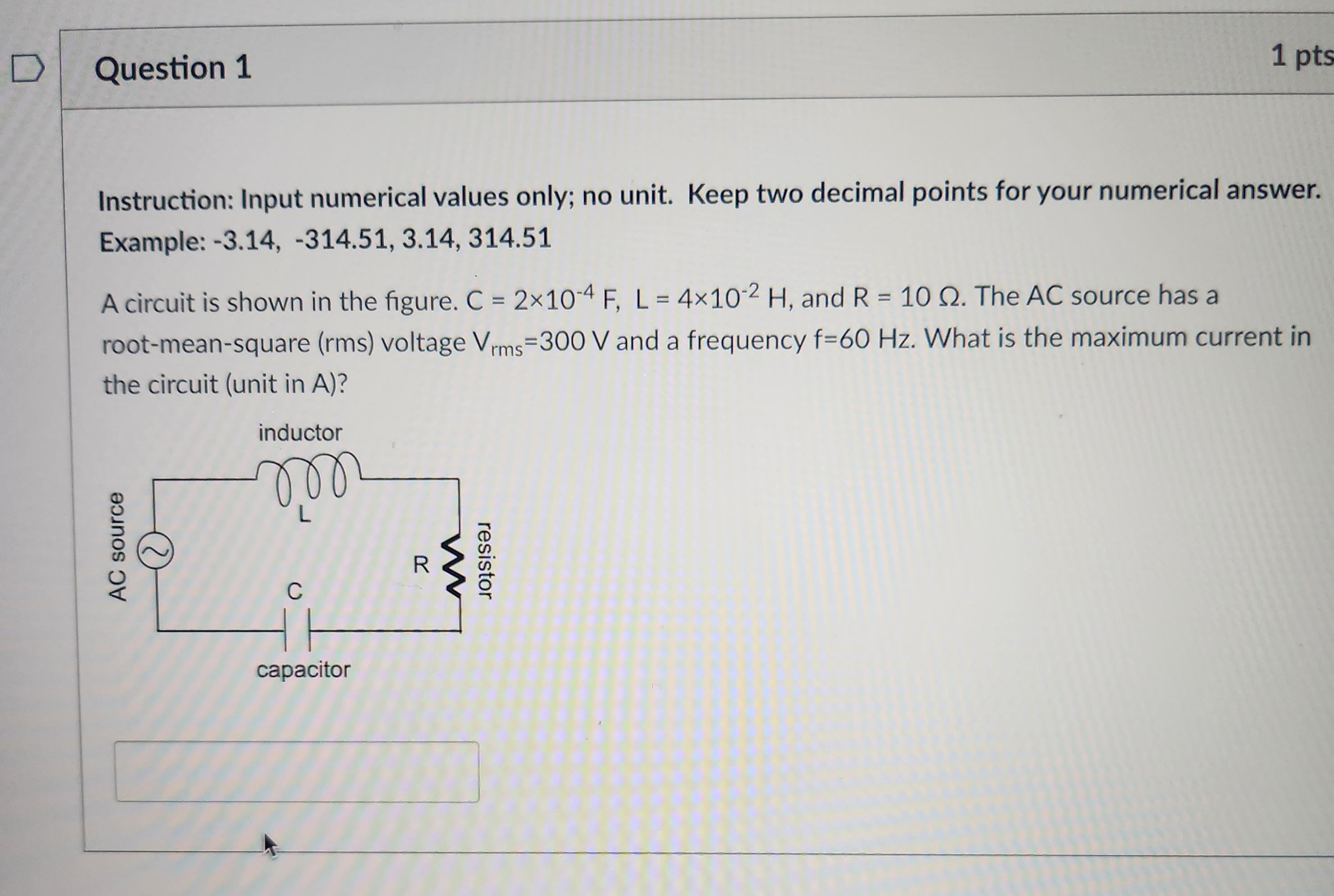 Solved Instruction: Input numerical values only; no unit. | Chegg.com