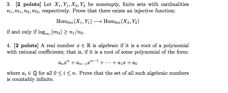 Solved 3. [2 points) Let X1,Y1, X2, Y, be nonempty, finite | Chegg.com