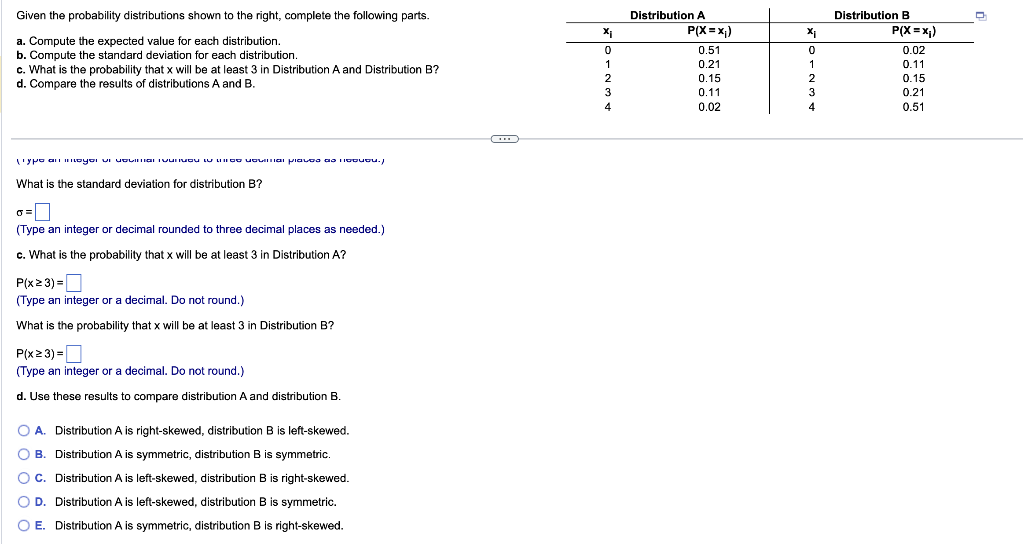 Solved Given the probability distributions shown to the | Chegg.com