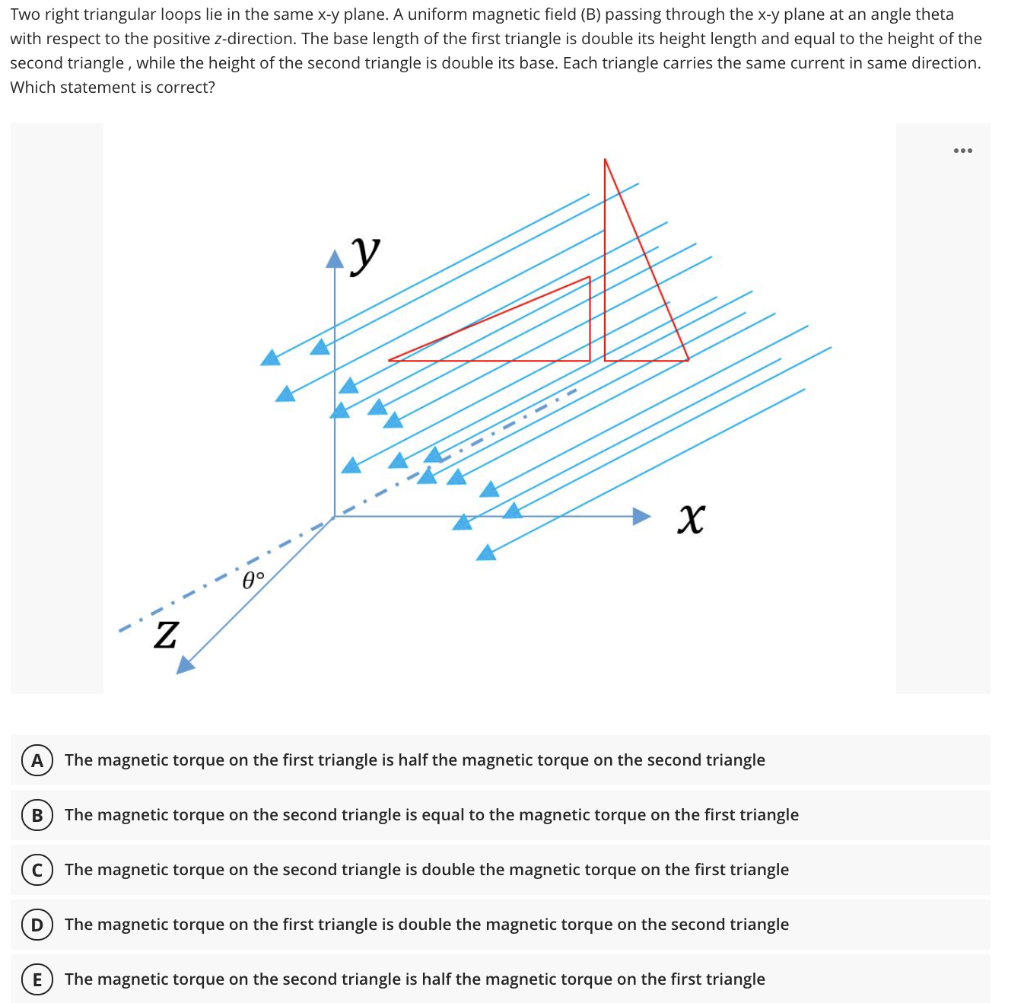 Solved Two right triangular loops lie in the same x-y plane. | Chegg.com