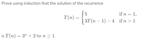 Solved Prove using induction that the solution of the | Chegg.com