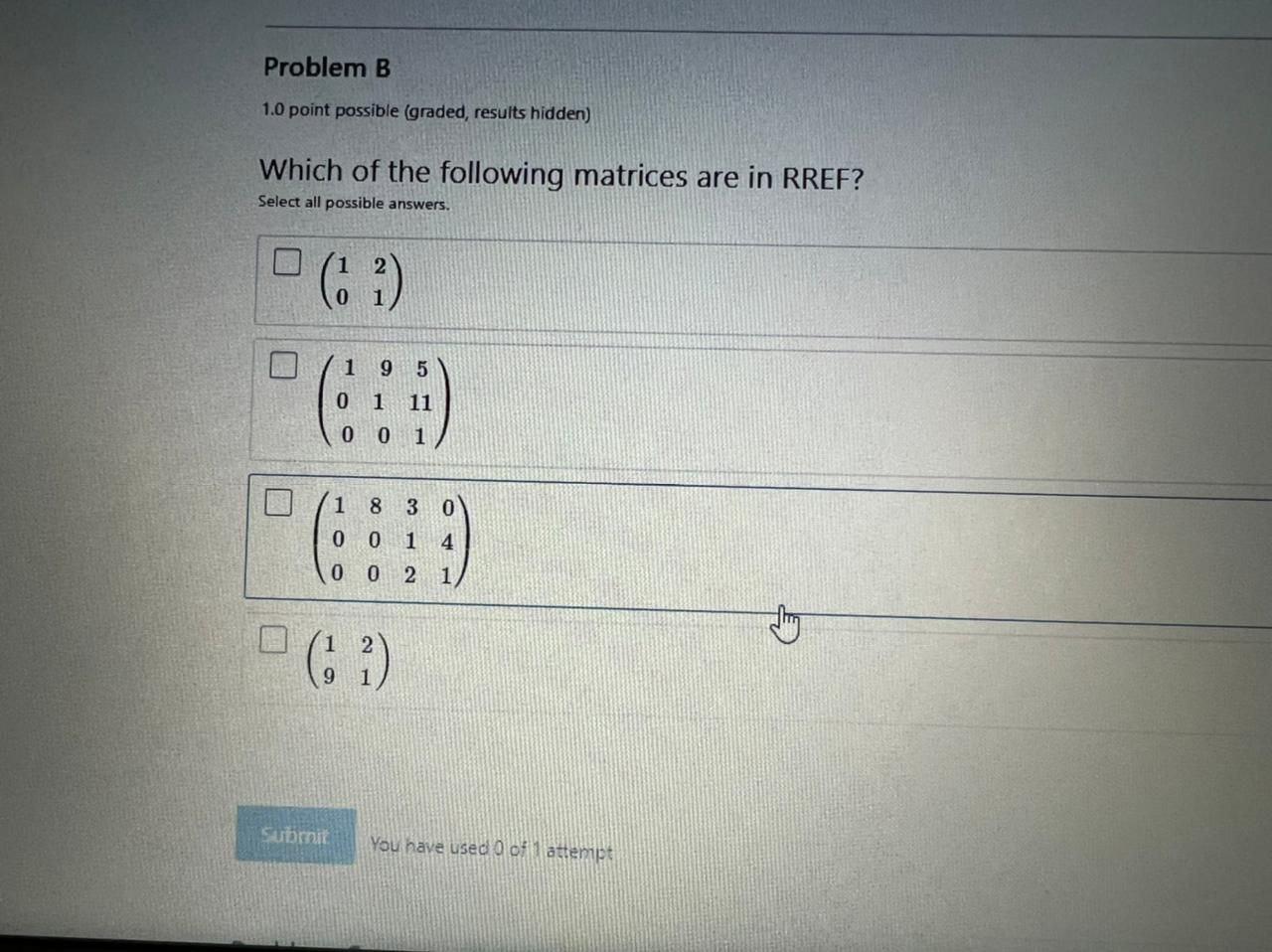 Solved Problem B 1.0 point possible (graded, results hidden) | Chegg.com